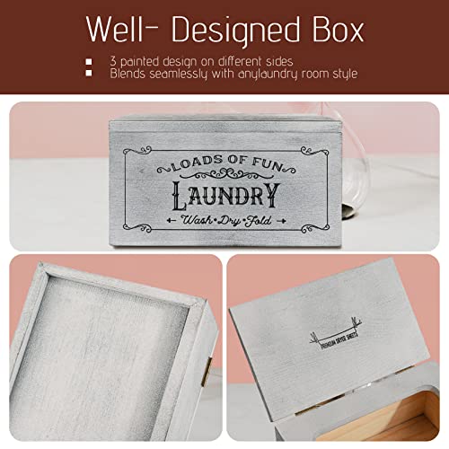 MINCORD Dryer Sheet Holder, Wooden Dryer Sheet Dispenser with Hinged Lid for Fabric Softener Sheets, Rustic Dryer Sheet Container Storage Box, Farmhouse Laundry Sheet Dispenser for Laundry Room Decor