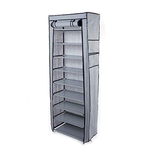 Taivoze 10-Layers 9 Lattices Portable Non-Woven Fabric Shoe Rack, Room-Saving, Suitable Bedroom Cloakroom, DIY Shoe Storage Shelf Organizer Ideal for Hallway Corridor