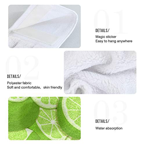 Ripe Juicy Lemon Kitchen Hanging Towel Green Tropical Limes Hand Towels Set 2 Pcs Tea Bar Dish Cloths Dry Towel Soft Absorbent Durable for Bathroom Laundry Room Decor