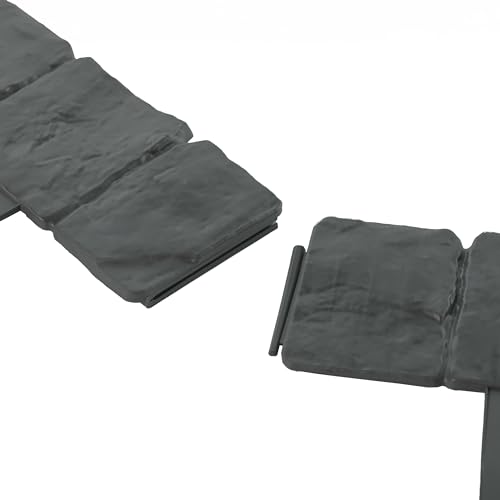 Gardenised Cobbled Stone Style Outdoor Lawn Edging Gate 10pk Interlocking Stakes, Gray