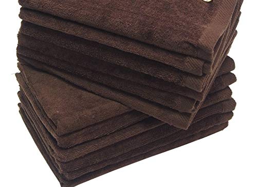 Show Car Guys 4 Pack 11" x18" Brown Fingertip Towels 100% Cotton- Terry-Velour