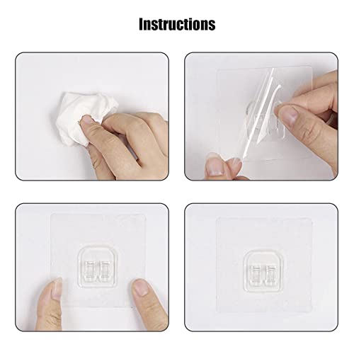 Adhesive Corner Shower Caddy Hook,Multipurpose Iron Shelf Holder;Bathroom Basket Support;Double Claw Wall Sticker,Kitchen Storage Rack Hanger,No Drilling/Strong Bearing Capacity/Transparent(8pcs+4pcs)