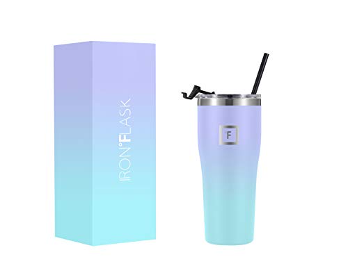 IRON °FLASK Insulated Rover Tumbler w/Lid & Straw - Leak Proof & Stainless Steel Bottle for Hot & Cold Drinks - Coffee Travel Mug, Water Metal Canteen, Thermal Cup - Cotton Candy, 24 Oz