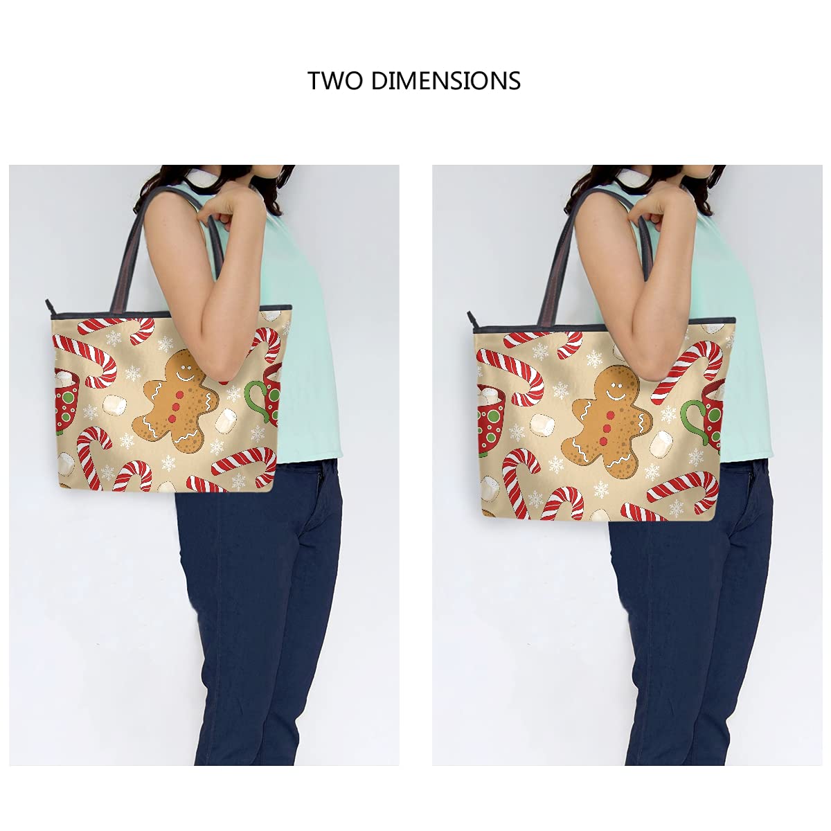 KFBE Christmas Gingerbread Women Tote Bags Snowflake Top Handle Satchel Handbags Purse Shoulder Bag for Shopping M 2080395