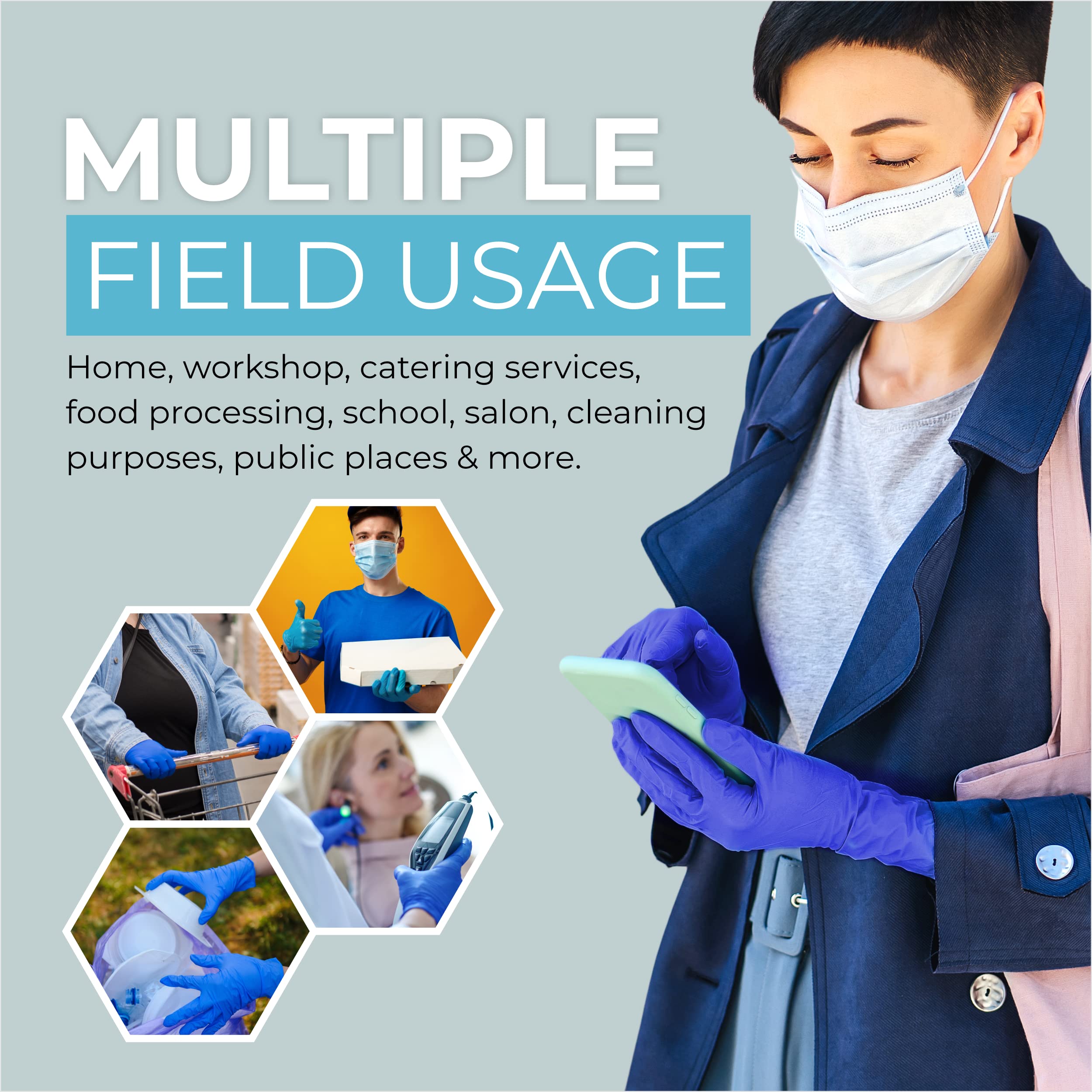 AroPaw Nitrile Gloves Case, Disposable Gloves 4 MIL, Comfortable, Powder Free, Latex Free |10 Boxes | 1000 Gloves (Large)