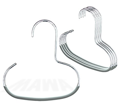Mawa by Reston Lloyd Accessory Non-Slip Space-Saving Clothes Hanger Hook for Scarves, Style G1, Set of 5, Silver