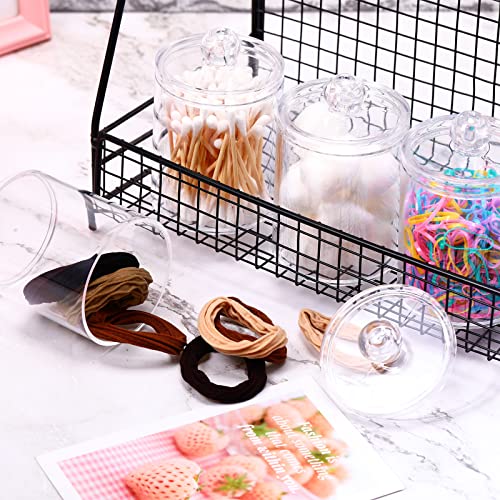 12 Pack Cotton Ball Dispenser Clear Apothecary Jars with Labels Acrylic Cotton Swab Holder Transparent Cotton Ball Container Round Flosser Organizer Cotton Balls Storage Bathroom Canisters