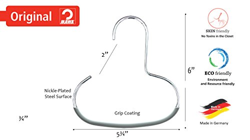 Mawa by Reston Lloyd Accessory Non-Slip Space-Saving Clothes Hanger Hook for Scarves, Style G1, Set of 5, Silver