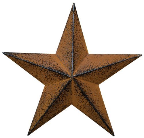 Large Dimensional Primitive Rustic Steel Metal Barn Star Hanger, 24-inch, Rust/Black