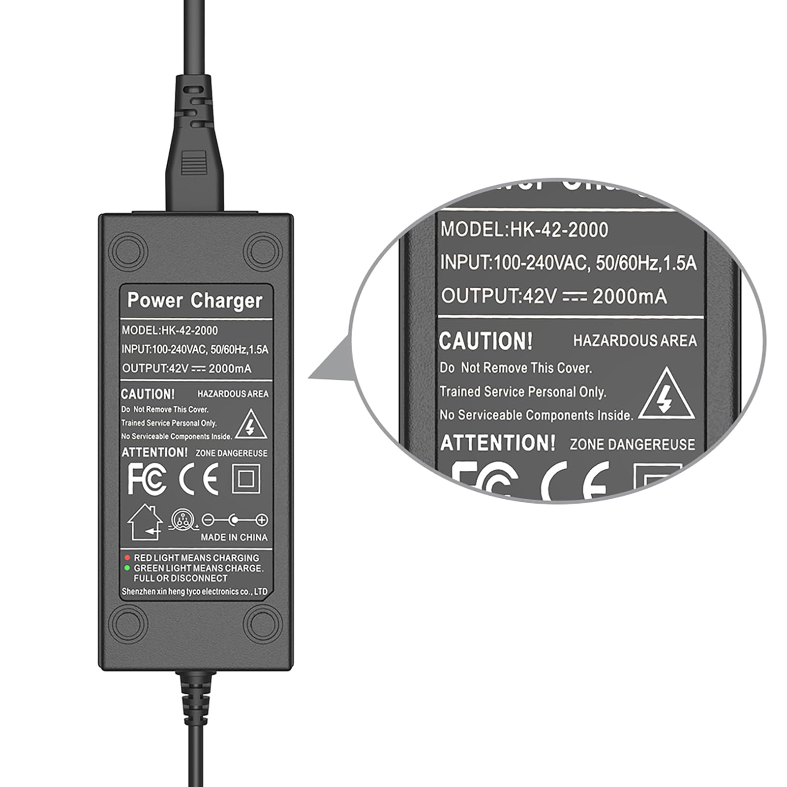 Toeaot 42V 2A Power Adapter with 3-Prong Inline Connector for 36V Pocket Mod,Dirt Quad,and Sports Mod Power Supply Adapter
