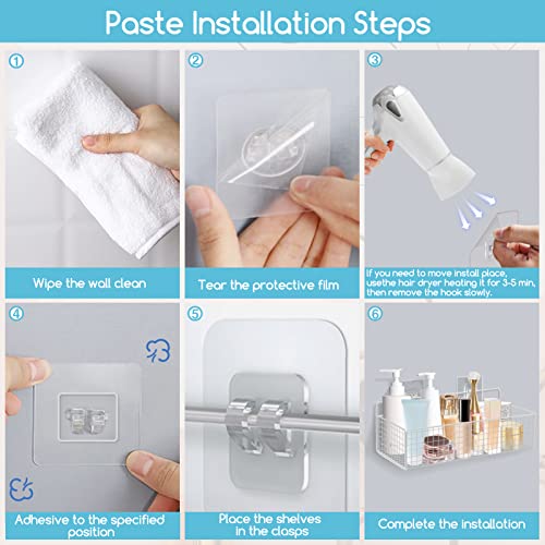 2Pcs Shower Caddy Shelf Organizer Rack, JOPBENG No Drilling Wall Mounted Bathroom Organizer, Rustproof Self Adhesive Shower Shelves for Bathroom Toilet Kitchen RV
