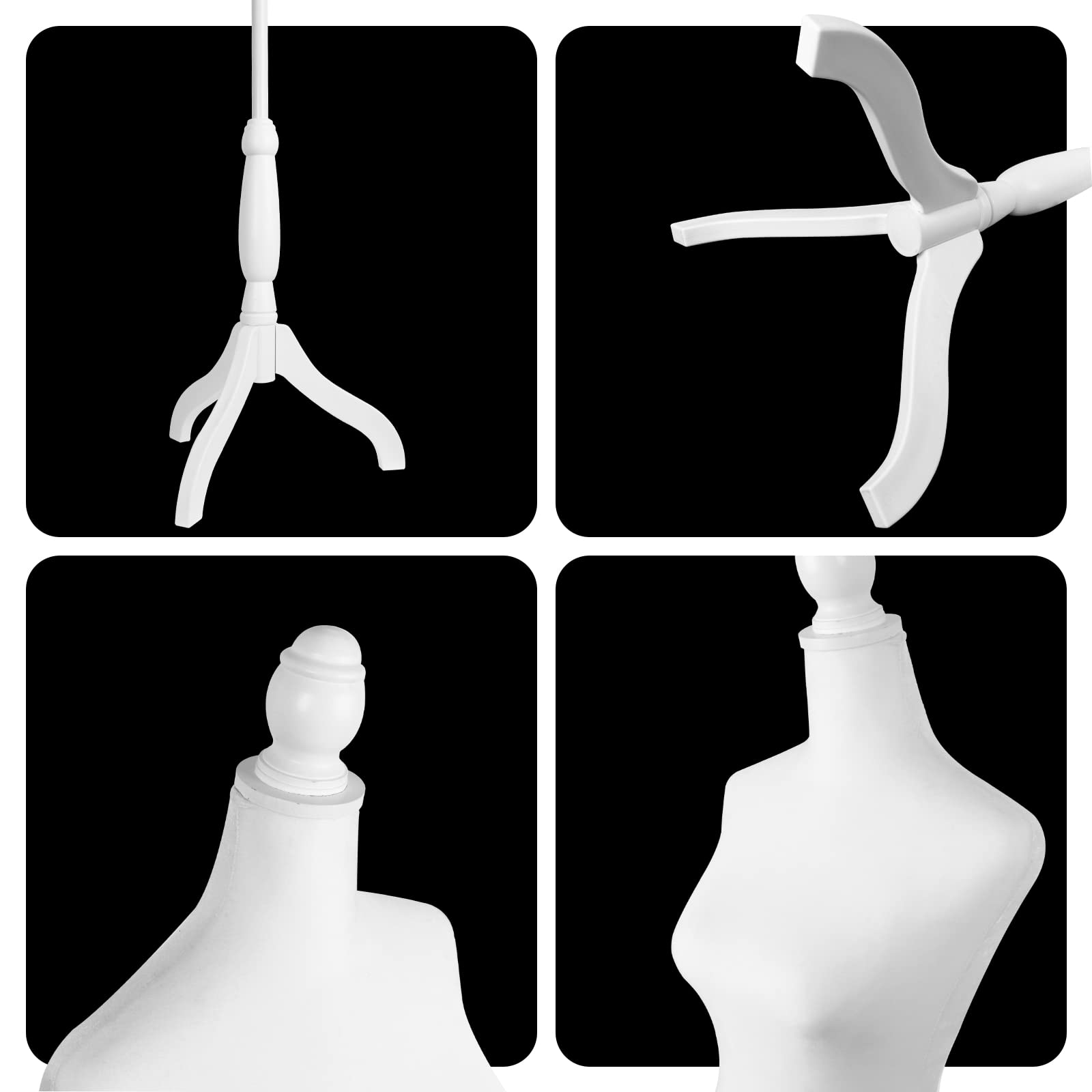 Female Dress Form Mannequin Torso Body with Adjustable Tripod Stand Dress Jewelry Display (White)