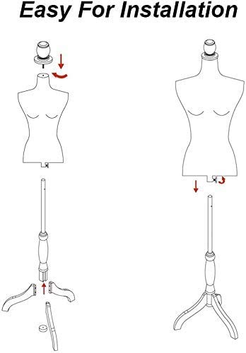 Female Dress Form Mannequin Torso Body with Adjustable Tripod Stand Dress Jewelry Display (White)