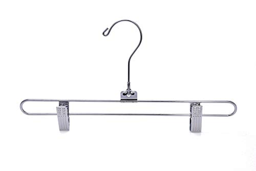 Quality Skirt Pants Trouser Hangers, 8-Pack Heavy Duty Metal Swivel Hook, Adjustable Clips, Jeans, Bottoms (Chrome, 8)