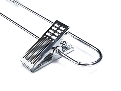 Quality Skirt Pants Trouser Hangers, 8-Pack Heavy Duty Metal Swivel Hook, Adjustable Clips, Jeans, Bottoms (Chrome, 8)