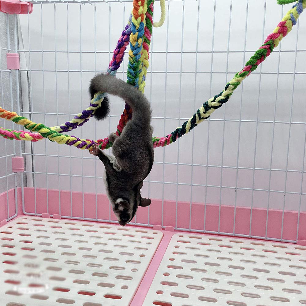 RIOUSSI Handmade Hanging Sugar Glider and Rat Toys for Climbing/Exercising/Jungle Exploration, Cage Accessories, Random Color, 4 Pack