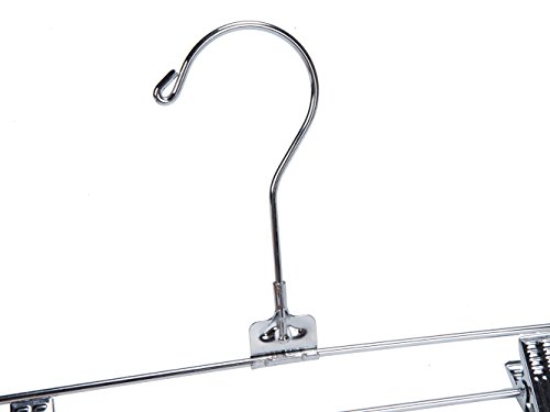 Quality Skirt Pants Trouser Hangers, 8-Pack Heavy Duty Metal Swivel Hook, Adjustable Clips, Jeans, Bottoms (Chrome, 8)