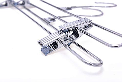Quality Skirt Pants Trouser Hangers, 8-Pack Heavy Duty Metal Swivel Hook, Adjustable Clips, Jeans, Bottoms (Chrome, 8)