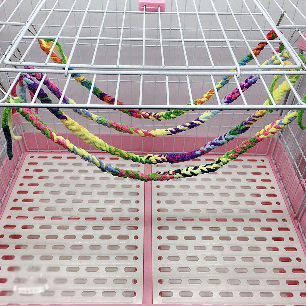 RIOUSSI Handmade Hanging Sugar Glider and Rat Toys for Climbing/Exercising/Jungle Exploration, Cage Accessories, Random Color, 4 Pack