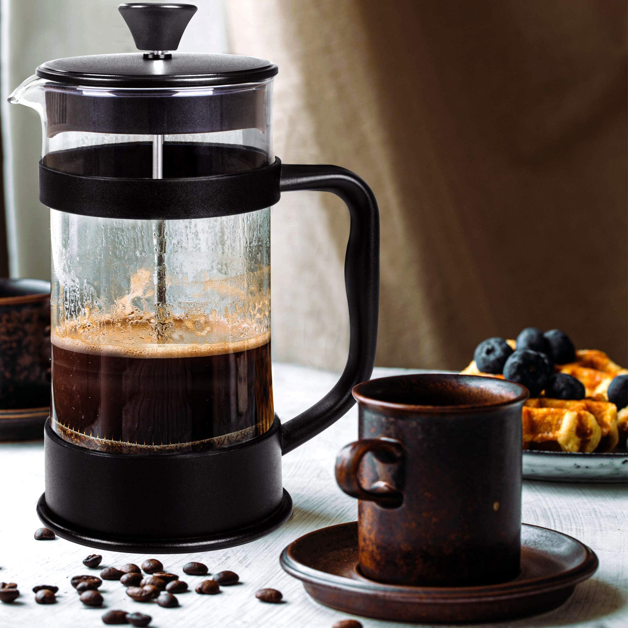 Utopia Kitchen 34 Ounce 1 Liter French Press Coffee Maker, Tea Maker, Travel Coffee Presses, Heat Resistant Thickened Borosilicate Coffee Pot for Camping Travel Gifts, Plum Pack of 1