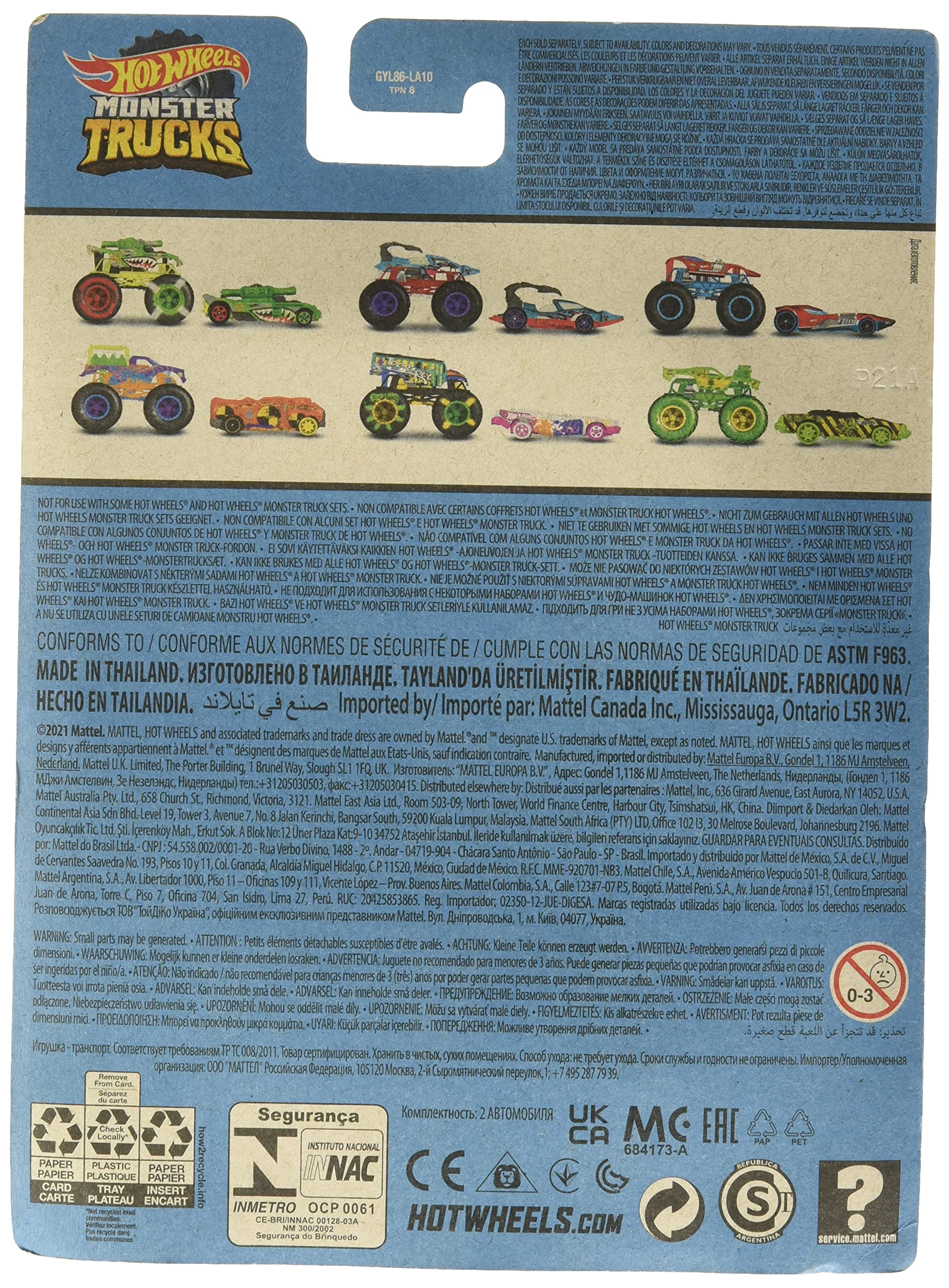Hot Wheels Monster Trucks, 1:64 2-Pack Haul Y'All Toy Vehicle for Kids Ages 3 and Up