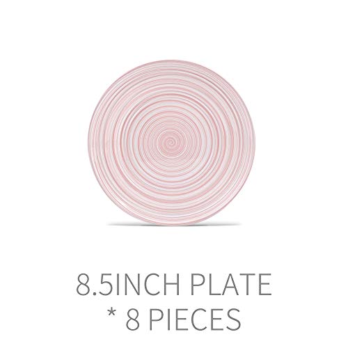 Joviton Home 24PCS Heavenly Pink Swirl Melamine Dinnerware Sets for 8,Outdoor Plates and Bowls Sets (Heavenly Pink)