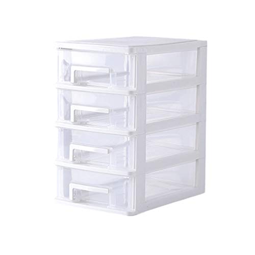 Zerodeko Storage Drawers 4 Layers Plastic Drawer Type Storage Closet, Transparent Desktop Storage Organizer Portable Mini Cosmetics Storage Cabinet for Office, Home, Dorm (White) Plastic Drawers