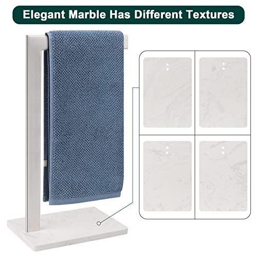 BathAce Hand Towel Holder, Hand Towel Stand for Bathroom with Marble Base, 304 Stainless Steel Stand L Shape Hand Towel Rack Free-Standing Towel Bar for Bathroom Kitchen Countertop, Chrome