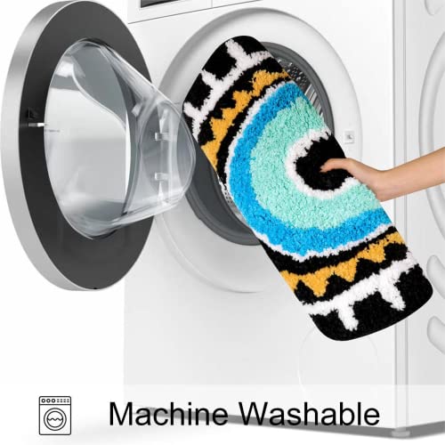 LIVEBOX Evil Eye Bathroom Rug, 20''x32'' Soft Absorbent Bath Mat Washable Microfiber Bath Rugs for Shower, Non-Slip Black Kitchen Rug Thick Shaggy Bathroom Mat for Tub