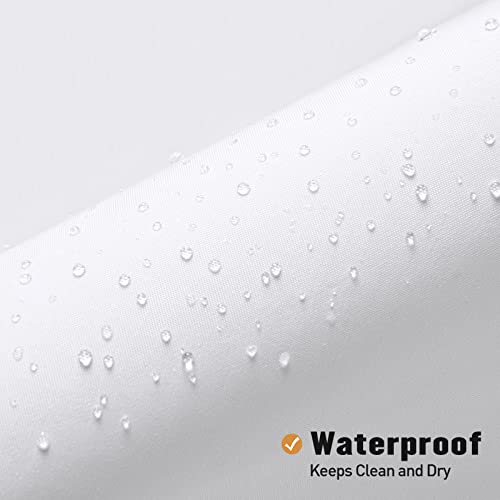 MitoVilla White Fabric Shower Curtain Liner, Simple Shower Curtain or Liner for Modern Neutral Hotel Bathroom Decor, Waterproof Cloth & Machine Washable, 12 Plastic Hooks, 72" W x 72" H