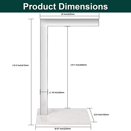 BathAce Hand Towel Holder, Hand Towel Stand for Bathroom with Marble Base, 304 Stainless Steel Stand L Shape Hand Towel Rack Free-Standing Towel Bar for Bathroom Kitchen Countertop, Chrome