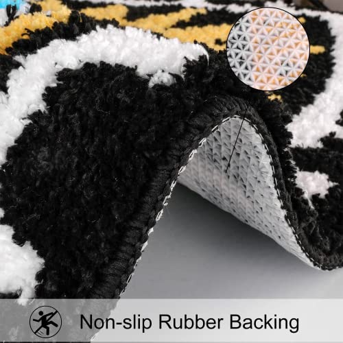LIVEBOX Evil Eye Bathroom Rug, 20''x32'' Soft Absorbent Bath Mat Washable Microfiber Bath Rugs for Shower, Non-Slip Black Kitchen Rug Thick Shaggy Bathroom Mat for Tub