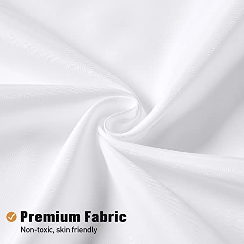 MitoVilla White Fabric Shower Curtain Liner, Simple Shower Curtain or Liner for Modern Neutral Hotel Bathroom Decor, Waterproof Cloth & Machine Washable, 12 Plastic Hooks, 72" W x 72" H