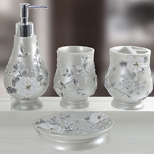 Daniel's Bath & Beyond 4Pc Set Melrose Gray Lotion Pump,Tumbler,Soap Dish,Toothbrush