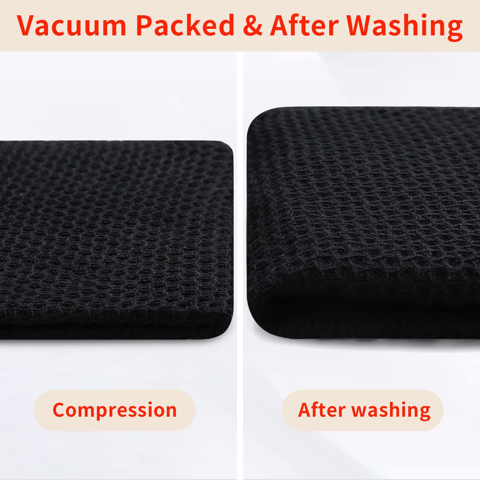 Homaxy 100% Cotton Waffle Weave Kitchen Dish Cloths, Ultra Soft Absorbent Quick Drying Dish Towels, 12 x 12 Inches, 6-Pack, Black