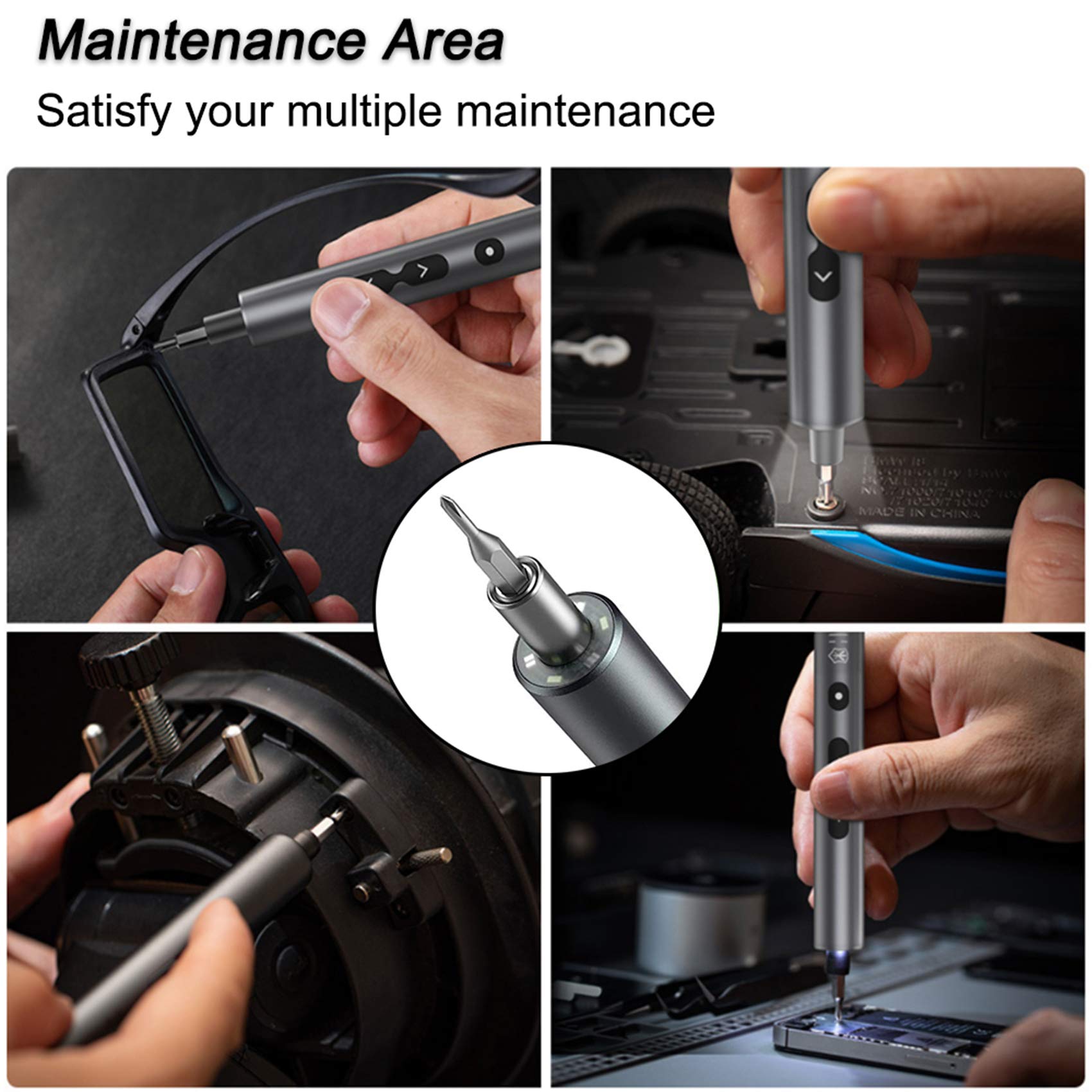 Carperipher 28-in-1 Mini Cordless Electric Screwdriver, Tri-Angle Head, Aluminum, LED Light, Magnetizer, Rechargeable, Electronics Item, Furniture Assembly, Watch Repair Kit with 24 Bits