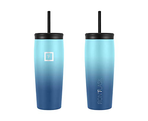 IRON °FLASK Nomad Tumbler - 2 Lids (Straw/Flip), Vacuum Insulated Stainless Steel Bottle, Double Walled, Drinking Cup, Thermos Coffee Travel Mug, Water - Dark Night, 20 Oz