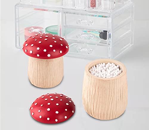 dgudgu 2 Pack Qtip Holder Mushroom Cotton Ball Holder Cotton Swab Holder Qtip Dispenser Bathroom Cotton Ball And Qtip Organizer Cotton Ball Container