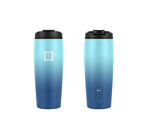 IRON °FLASK Nomad Tumbler - 2 Lids (Straw/Flip), Vacuum Insulated Stainless Steel Bottle, Double Walled, Drinking Cup, Thermos Coffee Travel Mug, Water - Dark Night, 20 Oz