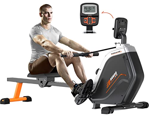 pooboo Rowing Machine, Upgraded Multifunctional Rower with 16 Level Resistance, Max 350lb Weight Capacity,Foldable Rowing Machines for Home Use