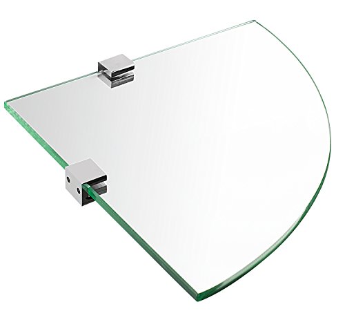 Mount-It! Corner Glass Shelf for Bathroom, Shower, Bedroom and Closets, Wall Mounted 8mm Thick Tempered Glass, 9.75 Inch