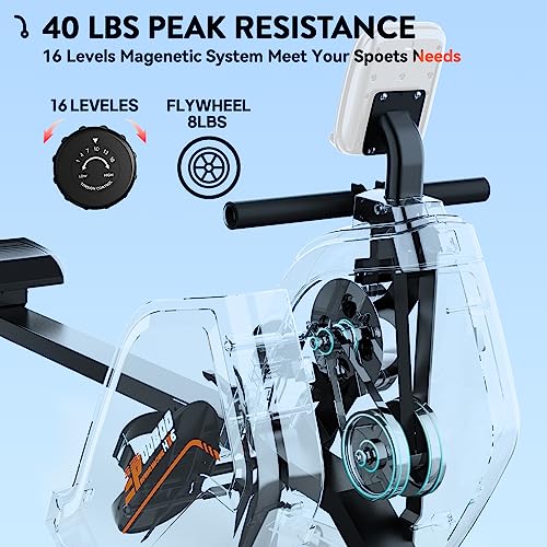 pooboo Rowing Machine, Upgraded Multifunctional Rower with 16 Level Resistance, Max 350lb Weight Capacity,Foldable Rowing Machines for Home Use