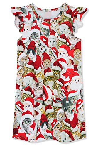 Girls Princess Funny Christmas Nightgowns Pajamas Dress Size 9 3D Graphic Printed Cat Nightdress Sleepwear for Family Party 9-10 T