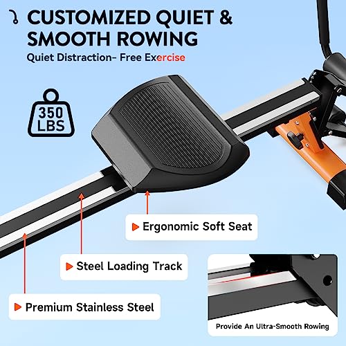 pooboo Rowing Machine, Upgraded Multifunctional Rower with 16 Level Resistance, Max 350lb Weight Capacity,Foldable Rowing Machines for Home Use