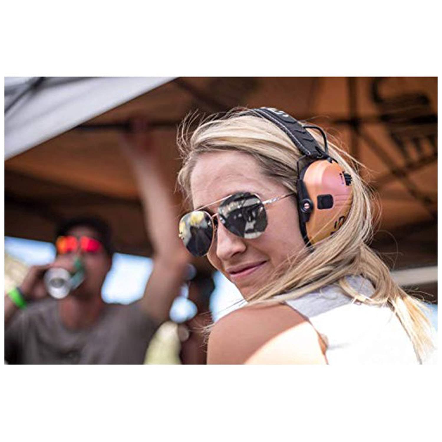 Walker's Razor Slim Ultra Low Profile Compact Design Adjustable Range Shooting Hunting Hearing Protection Electronic Earmuffs, Coral