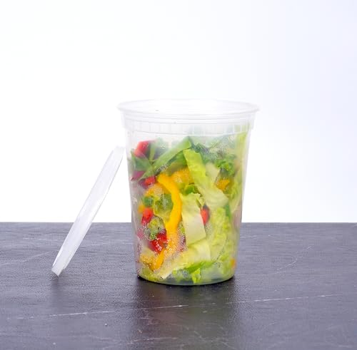 EDI [32 OZ, 200 Sets] Wholesale Plastic Deli Food Storage Containers with Airtight Lids | Microwave-, Freezer-, Dishwasher-Safe | BPA Free | Heavy-Duty | Meal Prep | Leakproof | Recyclable