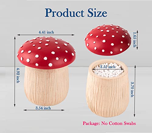 dgudgu 2 Pack Qtip Holder Mushroom Cotton Ball Holder Cotton Swab Holder Qtip Dispenser Bathroom Cotton Ball And Qtip Organizer Cotton Ball Container