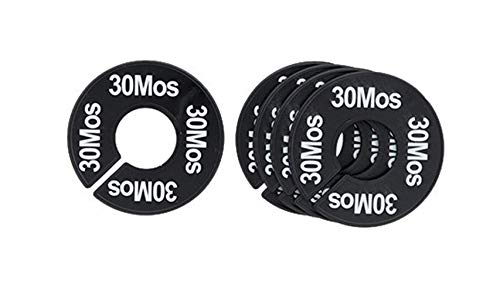 NAHANCO CBWKIT6 Black Round Clothing Size Divider with White Print for Baby/Kid Sizes, 3Mos β 4T, Kit of 50 (10 Sizes of 5 Each)