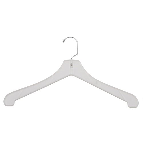 NAHANCO 1700SH Heavy Weight Coat Hanger, Hi-Impact with Short Hook, 17", White (Pack of 100)