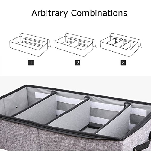 Under Bed Storage Organizer Clothes Containers Shoe Box Sturdy Foldable Bags with Handles and Adjustable Dividers for Shoes, Clothes, Toys, Blankets and Household Items 3Pack